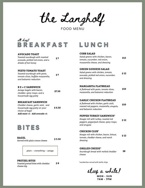 Menu — The Langholf