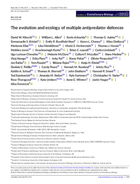 Pdf The Evolution And Ecology Of Multiple Antipredator Defences