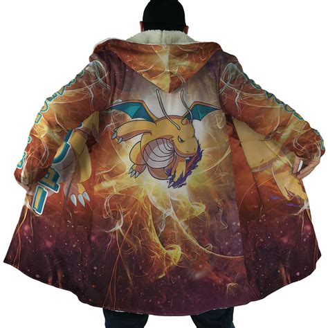 Trippy Dragonite Pokemon Hooded Cloak Coat Animebape