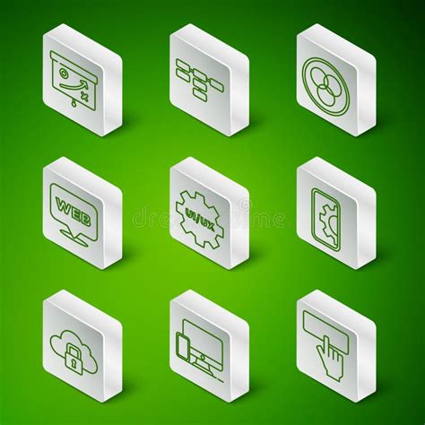 Set Line Keyboard Monitor And Mobile Planning Strategy Concept Ui Ux Design Web Graphic