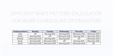 Efficient Shift Pattern Calculator For Work Scheduling Optimization