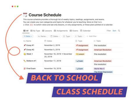5 Notion Class Schedule Templates Saving Students Every Time Focused Bee