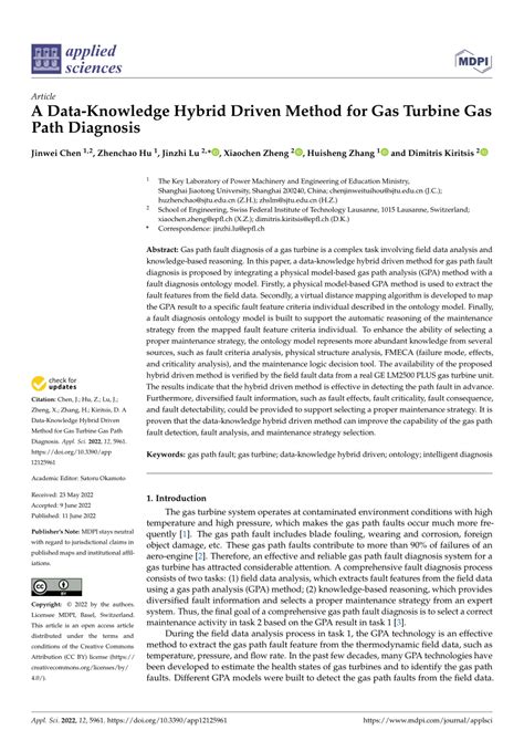 PDF A Data Knowledge Hybrid Driven Method For Gas Turbine Gas Path Diagnosis