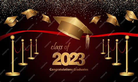 졸업 모자 색종이와 풍선 축하의 학교 졸업을 축하합니다 프리미엄 벡터