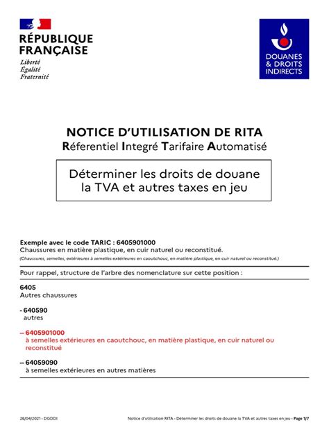 Utilisation De Rita Pour Droits De Douane Pdf Taxe Sur La Valeur