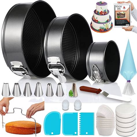 100 Pieces Cake Pan Sets For Baking Cake Decorating Kit 3 Non Stick Springform Pans Set 4 7