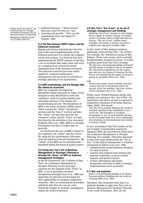Pdf Implementing The Strategic Formulation Framework For The Banking