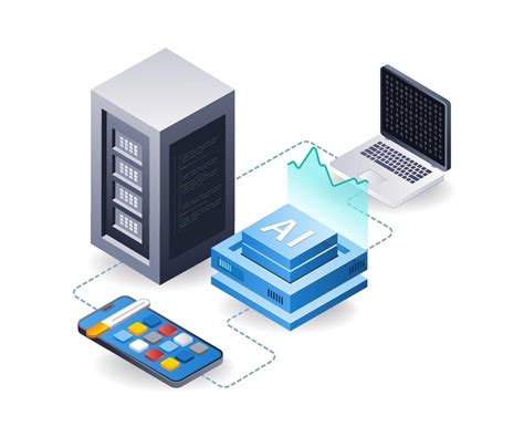 Artificial Intelligence Analysis Server Flat Isometric 3d Illustration