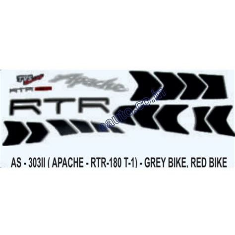 Graphics Sticker Set For Tvs Apache Rtr 180 Type 1 Grey Vehicle