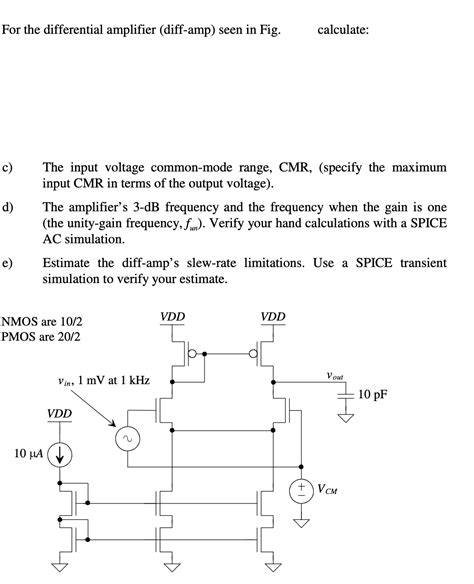 For The Differential Amplifier Diff Seen In Chegg Com