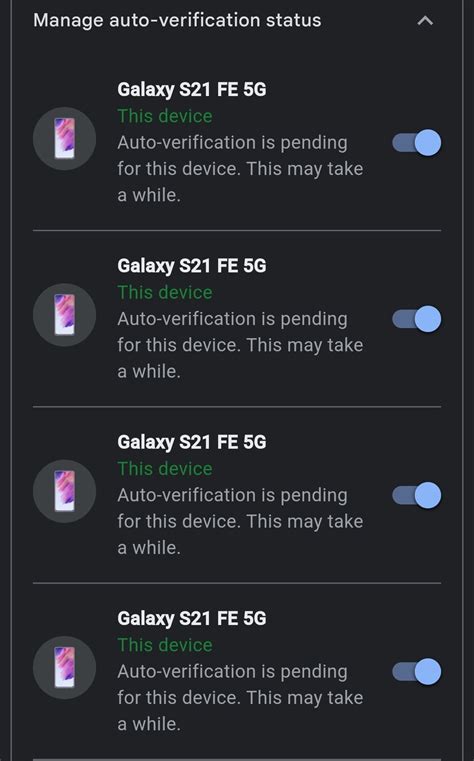 multiple instances of this device under manage auto verification