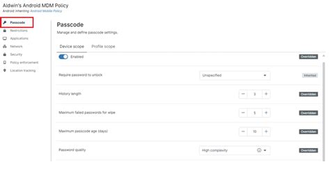 Mobile Device Policy Passcode Ninjaone