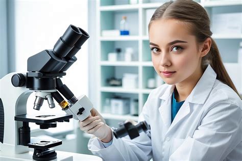 Young Scientist Working With Microscope In Laboratory Premium Ai