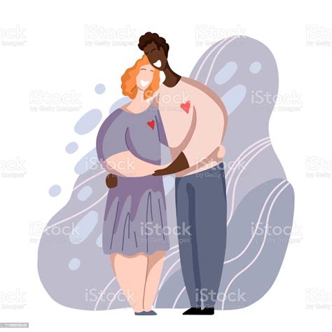 국제 행복한 부부 포옹과 웃음 관계와 사랑 현대적인 플랫 스타일로 날짜 가족과 다른 사람들의 단합 벡터 요소 남자에 대한 스톡