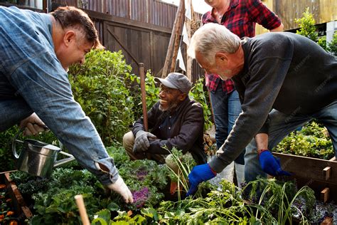 Premium Photo Group Of People Gardening Backyard Together