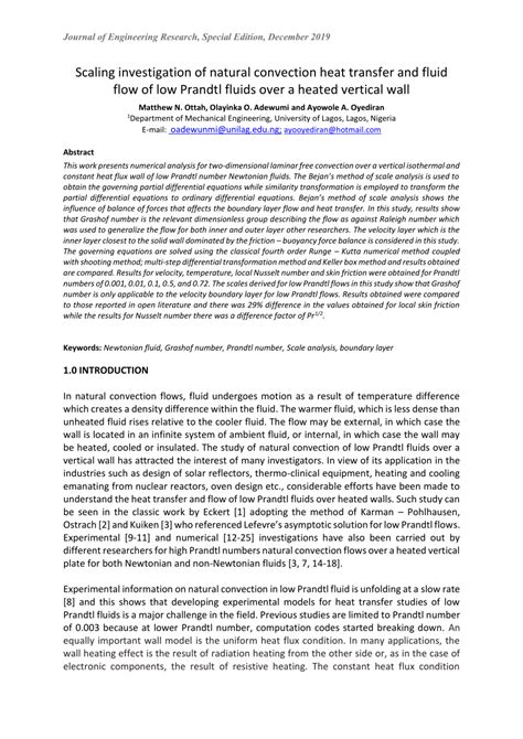 Pdf Scaling Investigation Of Natural Convection Heat Transfer And Fluid Flow Of Low Prandtl
