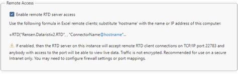 Dataristix Excel Connector Adds Remote RTD Server Access Rensen