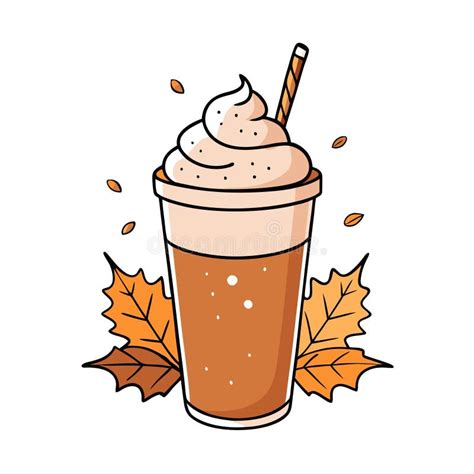 Iced Cinnamon Dolce Latte Drink Autumn Fall Stock Vector Illustration