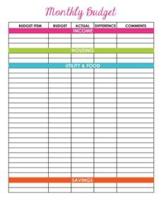 Free Budget Chart Template Excel
