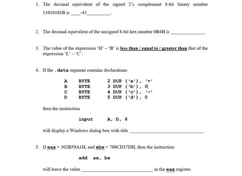 Solved 1 The Decimal Equivalent Of The Signed 2s