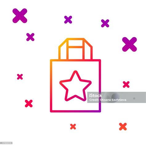 흰색 배경에 격리 된 컬러 라인 종이 쇼핑 백 아이콘 패키지 기호입니다 그라데이션 임의동적 셰이프 벡터 가능성에 대한 스톡 벡터 아트 및 기타 이미지 Istock