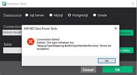 The Type Initializer For Npgsqltypemappingbuiltintypehandlerresolver Threw An