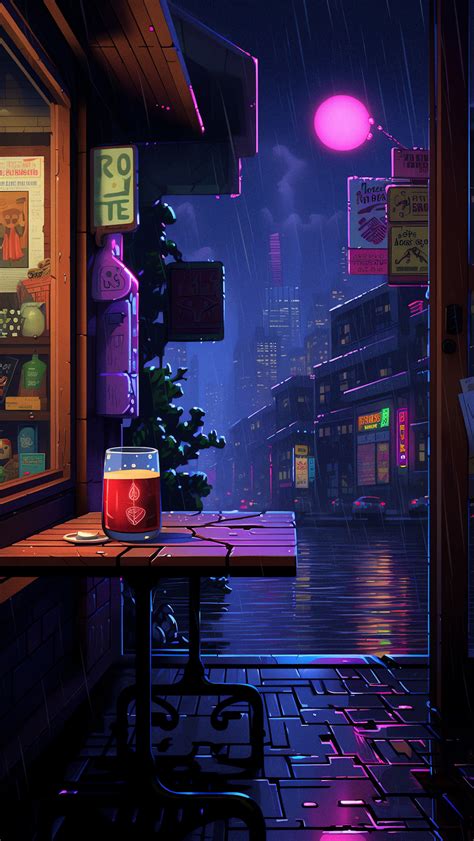 Cozy Night Street Food Wallpaper