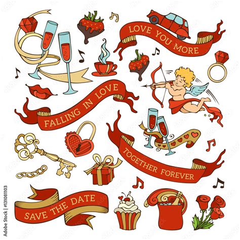 Vector Set Of Valentine S Icons Signs And Symbols Stock Vector Adobe Stock
