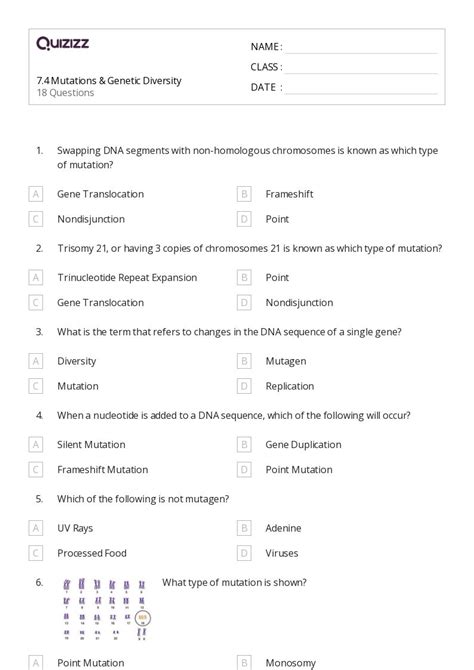50 Genetic Mutation Worksheets For 10th Grade On Quizizz Free