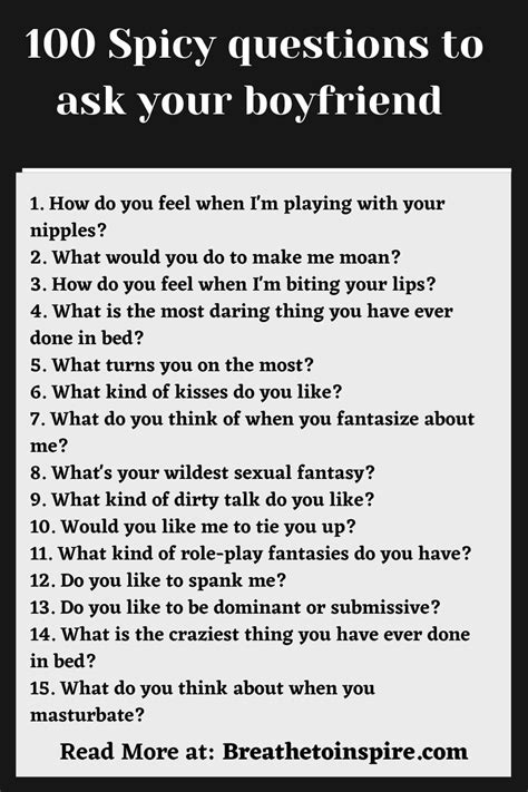 100 Spicy Questions To Ask Your Boyfriend - Breathe To Inspire