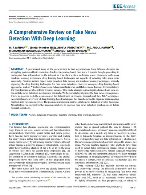 A Comprehensive Review On Fake News Detection With Deep Learning Pdf Artificial Neural