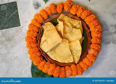Fried Papad Served In Earthenware Stock Image Image Of Dish Bowl