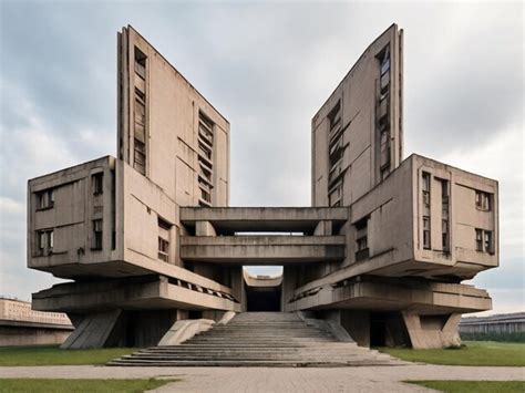 A Brutalist Building On The Soviet Premium Ai Generated Image