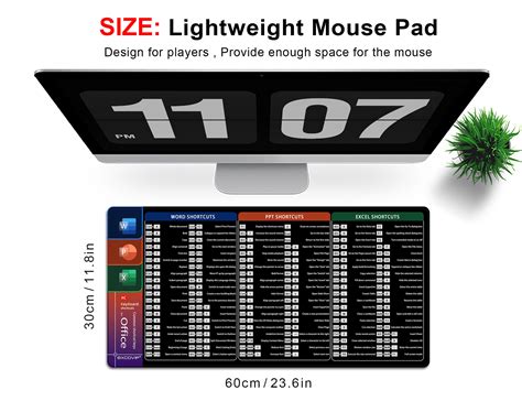 Excovip Mouse Pad Office Shortcut Key Large Size Soft Comfort Non Slip Word Excel Ppt Desktop