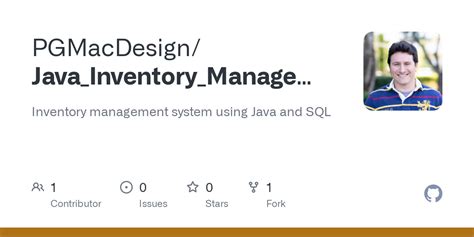 Github Pgmacdesignjavainventorymanagementsystem Inventory