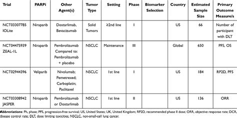 Parp Inhibitors In Treatment Of Thoracic Cancers Ott