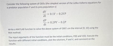Solved Consider The Following System Of Odes The Simplest