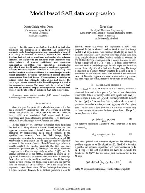 Pdf Model Based Sar Data Compression