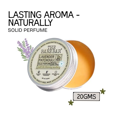 Buy The Bare Bar Lavender Patchouli Solid Perfume Floral Earthy Solid Perfume Soft Scent Online