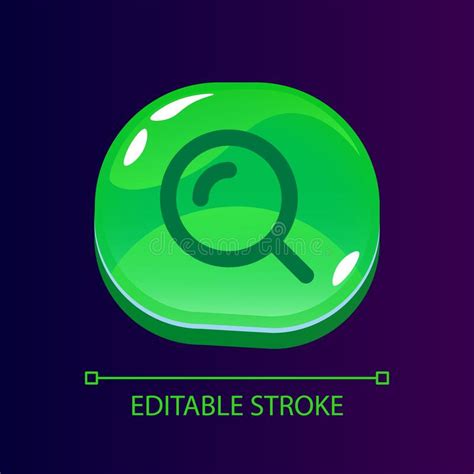 Magnifying Glass Glossy Ui Button With Linear Icon Stock Vector