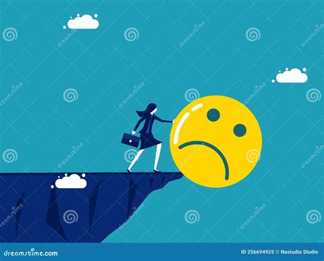 Eliminate Negative Thoughts Businesswomen Leave Negative Thoughts Business Cartoon Vector