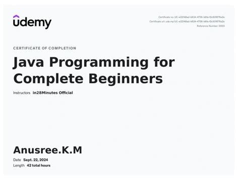 Anusree K M On Linkedin Javaprogramming Udemycertification