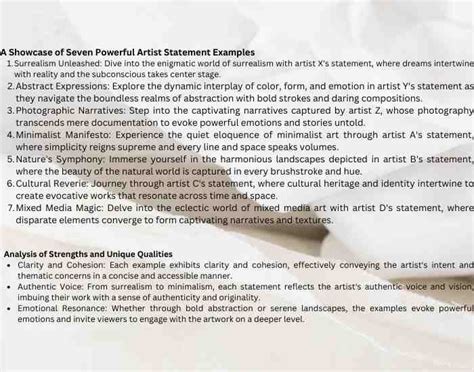 7 Powerful Artist Statement Examples And How To Write Your Own Artistic Statement Example Music