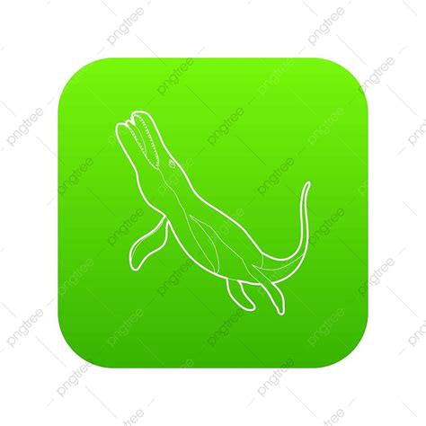 Underwater Dinosaur Icon Green Vector Isolated On White Background