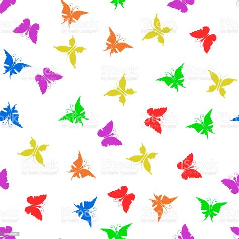 Colorful Butterfly Silhouette Seamless Pattern Stock Illustration