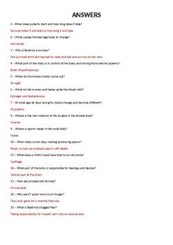 Secondary Health And PE Raging Teens Puberty Sex Ed Worksheet TPT