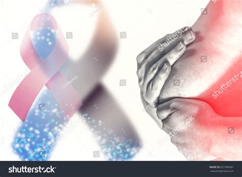 Breast Cancer Awareness Concept Naked Woman Foto Stock 631996061