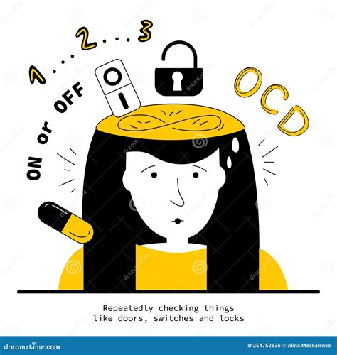 Women Has Syndrome Ocd And Intrusive Thoughts And Doing Illogical Checking Things Vector