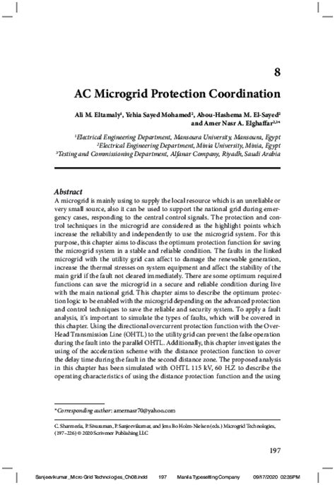 Pdf Ac Microgrid Protection Coordination Ali Eltamaly