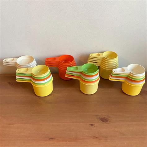 Vintage Tupperware Measuring Cups Multi Colour Lot Retro Kitchen